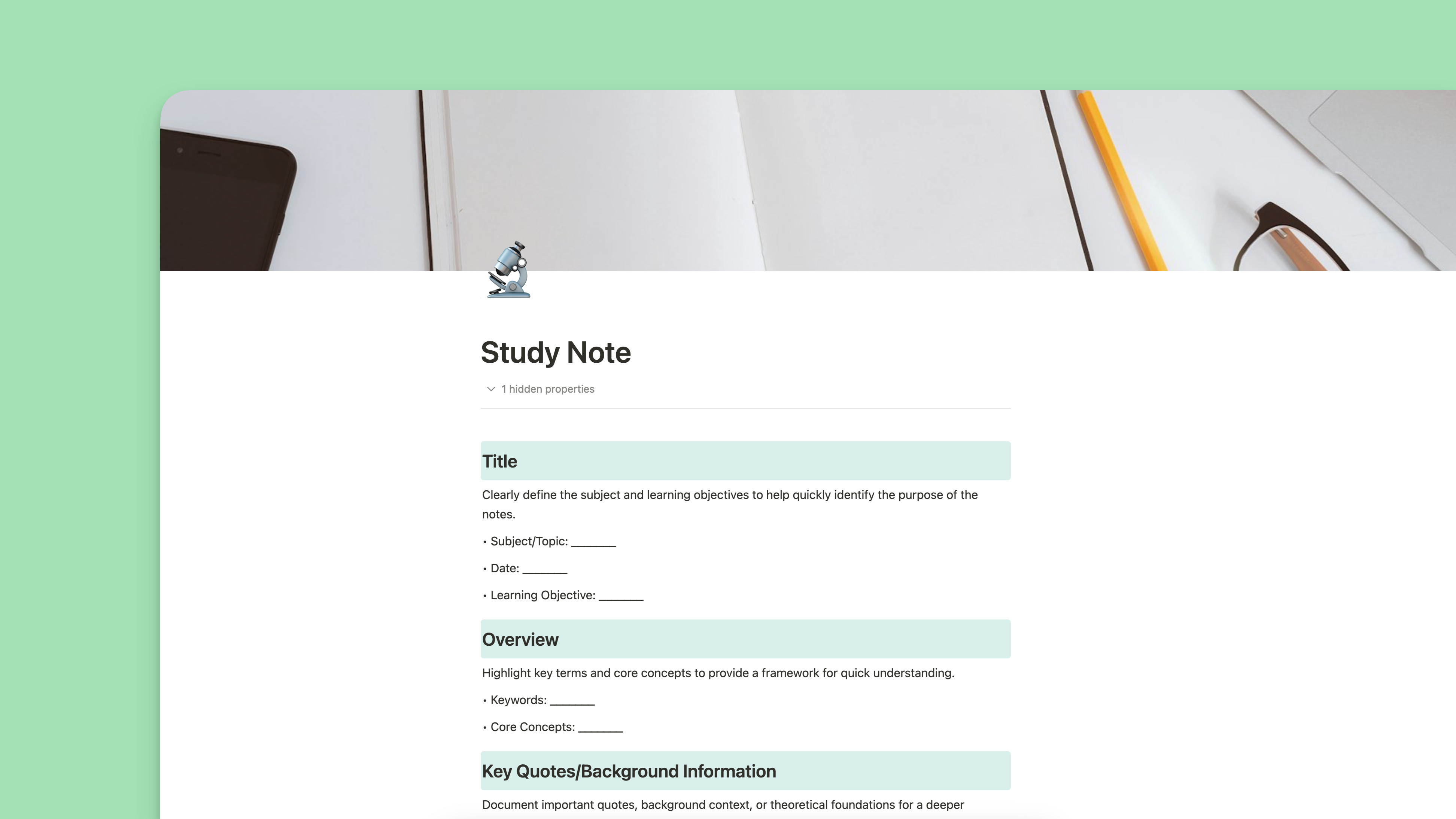Study Note Template
